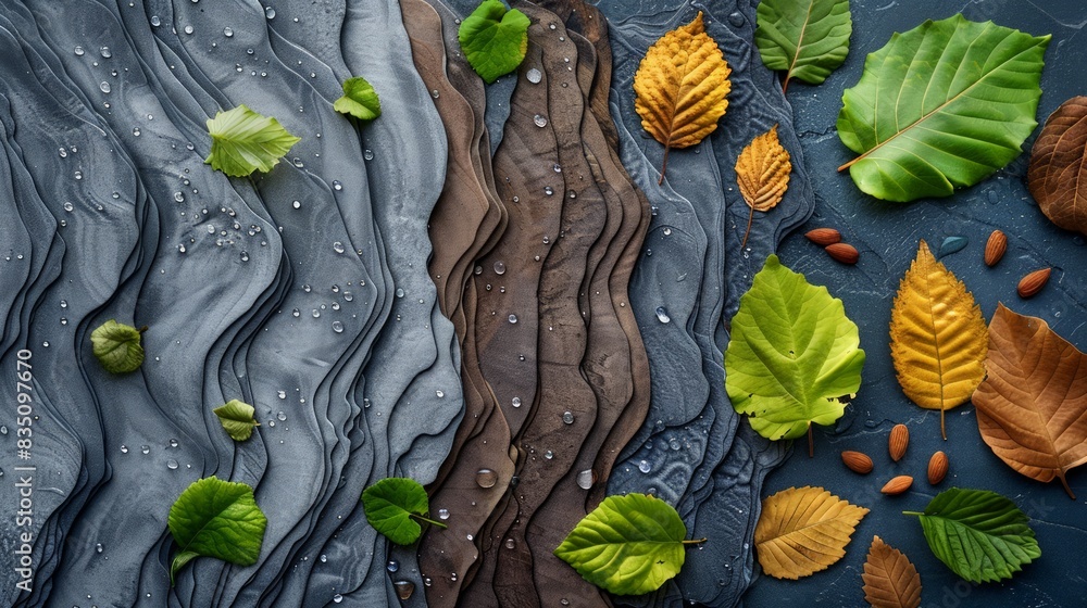 Nature-Inspired Textures: Depict a background with textures inspired by ...