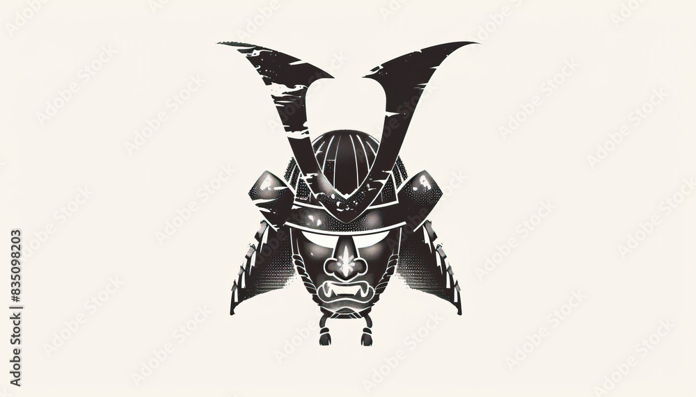 Samurai warrior helmet kabuto, modern graphic design, isolated, copy ...