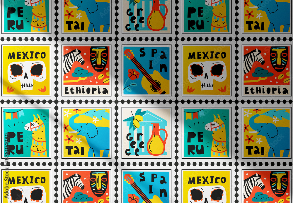 Stamp Grid Mockup Stock Template | Adobe Stock