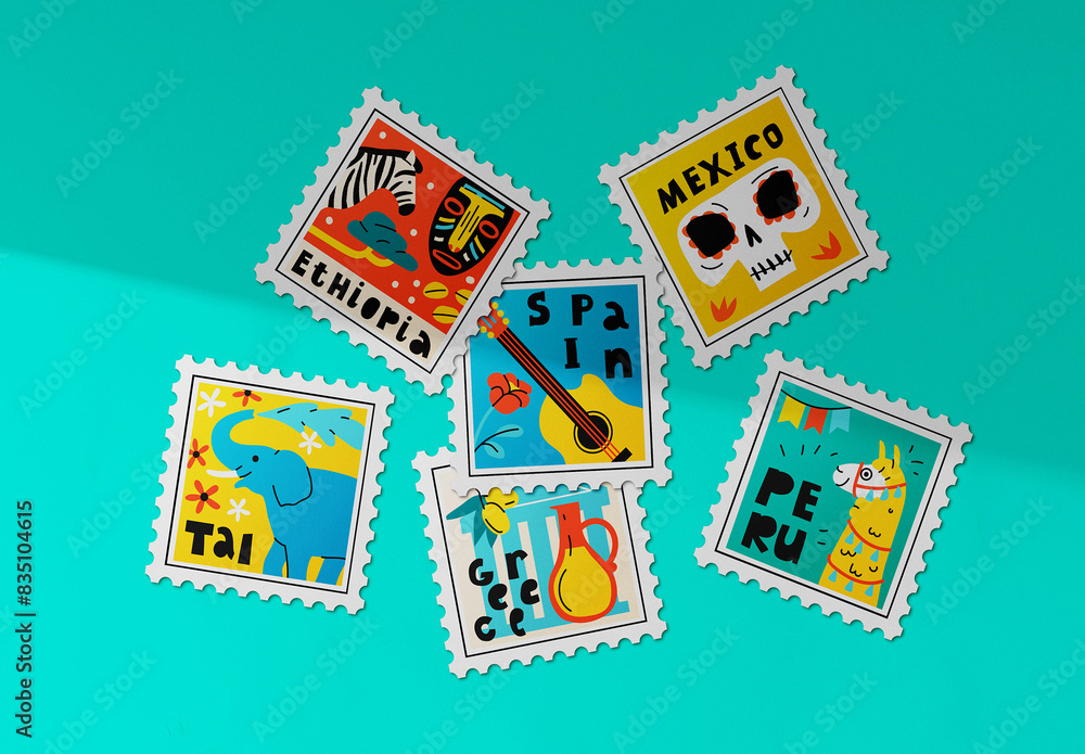 Stamp Stack Mockup Stock Template | Adobe Stock