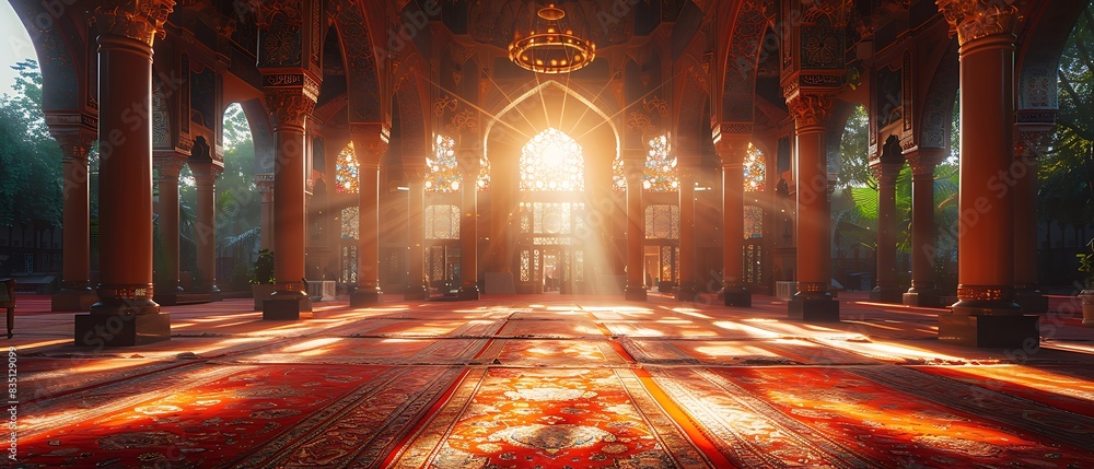 serene EidalAdha scene an Islamic background featuring calligraphy and ...