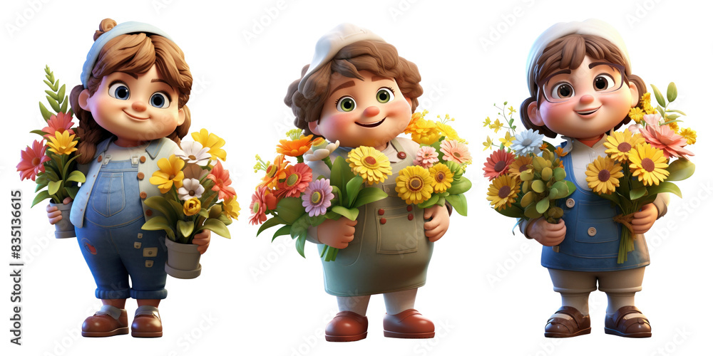 3d characters png element set on transparent background Stock Photo ...