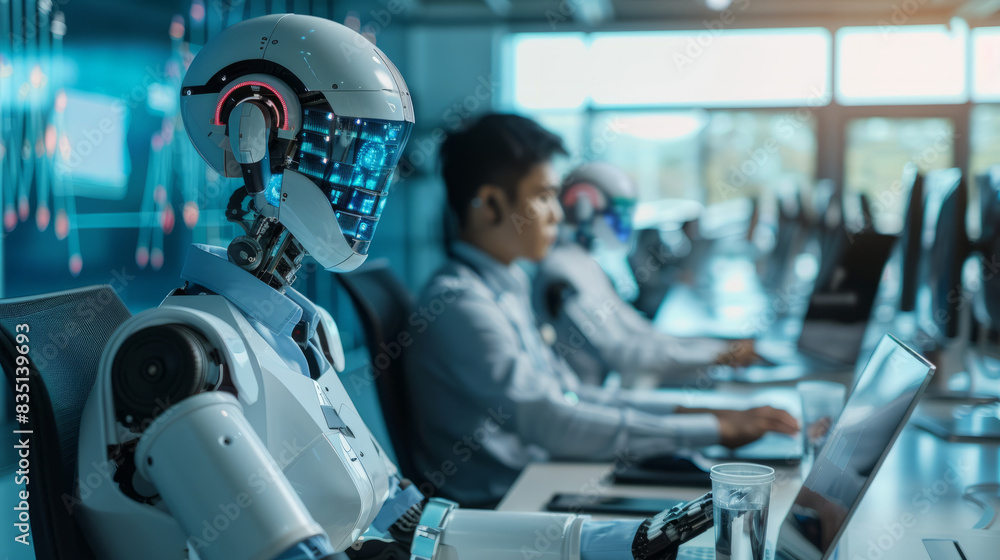 a Southeast Asian tech team working on AI-driven customer service bots in a high-tech lab Stock ...