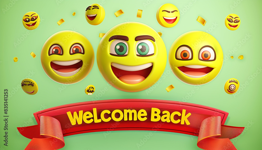 A pastel lime background frames a 3D luxury yellow emoji with lively ...