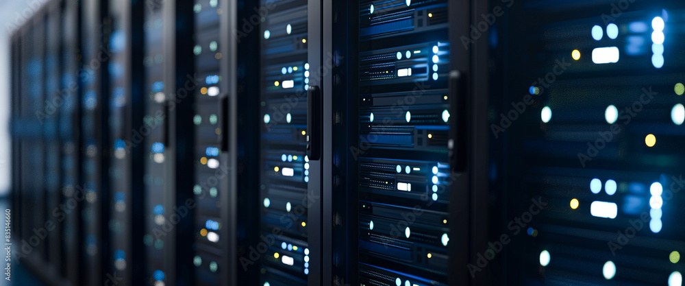 Working Data Center Full of Rack Servers and Supercomputers, Interior ...