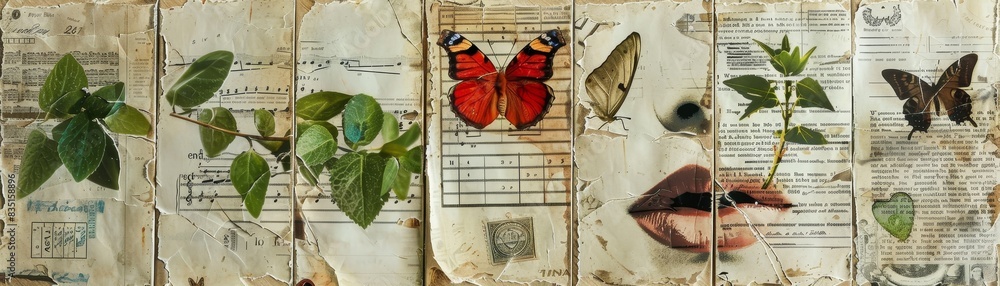 Collage modern set of wrinkled paper sheet Stock Illustration | Adobe Stock