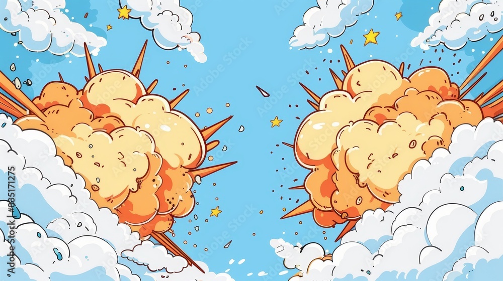 Cloud sounds for emotions and kaboom explosion. Steaming oops and wham ...