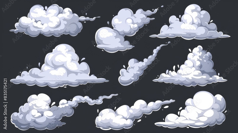 The comic book steam clouds set is a cartoon illustration that depicts ... The comic book steam clouds set is a cartoon illustration that depicts ...