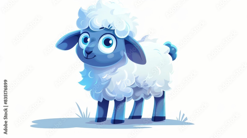 The cartoon character of a little lamb is isolated on a white ...
