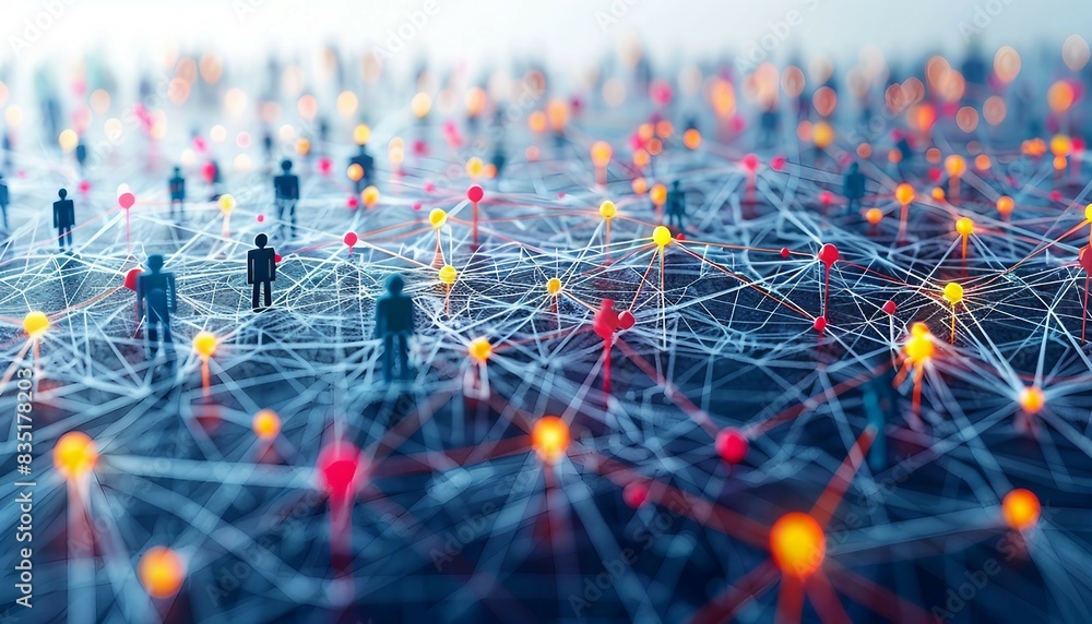 CRM Hub of Connectivity, central hub with interconnected lines ...