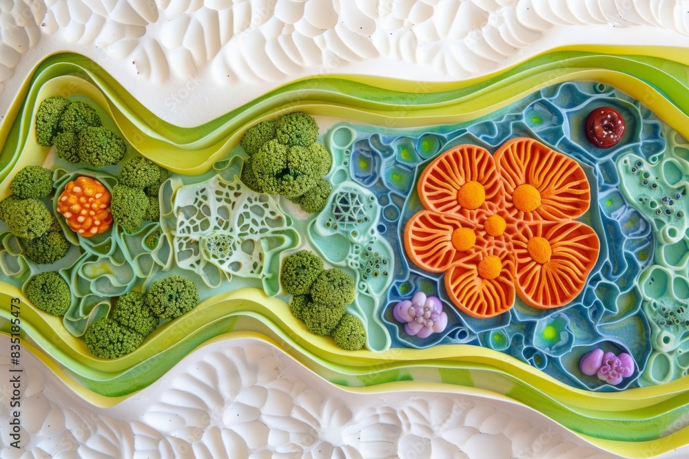 Colorful abstract illustration of microscopic cells and organic ...