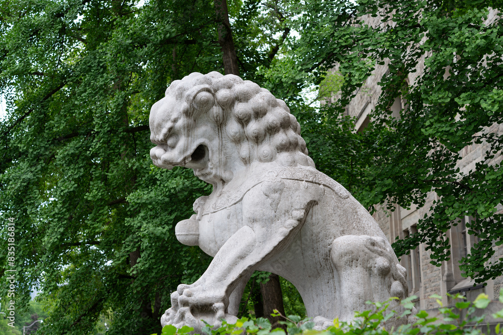(side) female guardian lion made of carved marble from China dated to ...