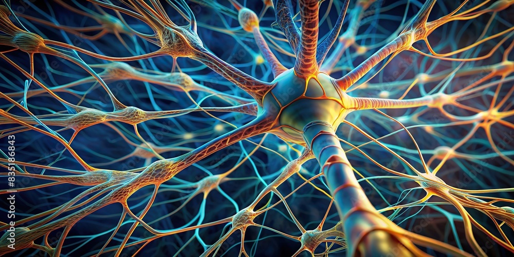 Close-up of spinal nerves with branching network, anatomy, nerve cells ...
