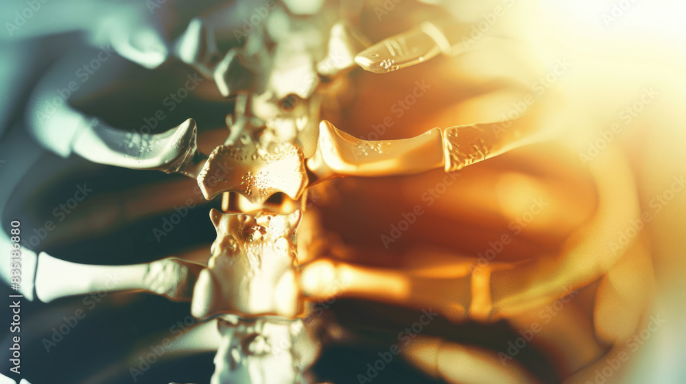 Human spine are used in medical exams to evaluate the structure of the ...
