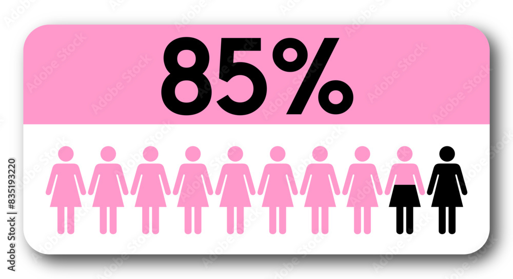 85 percent people icon vector graphic, Woman pictogram concept, 85-100 ...