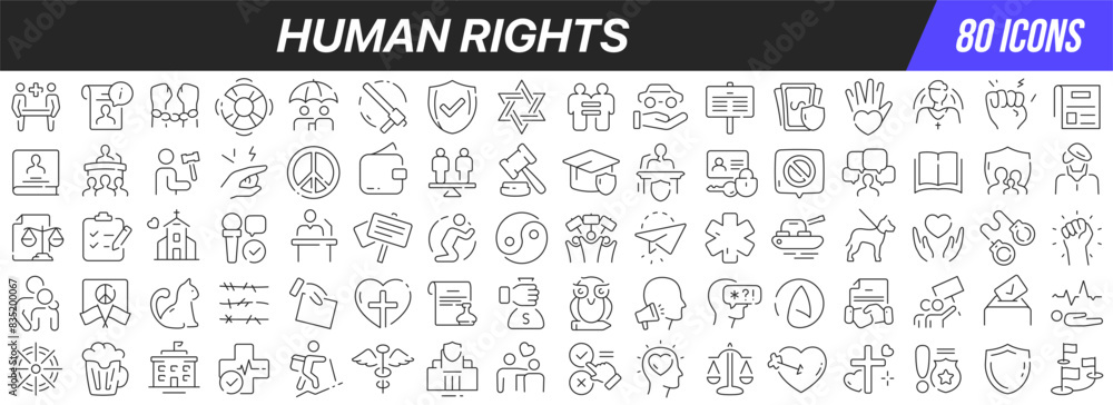 Human rights line icons collection. Big UI icon set in a flat design ...