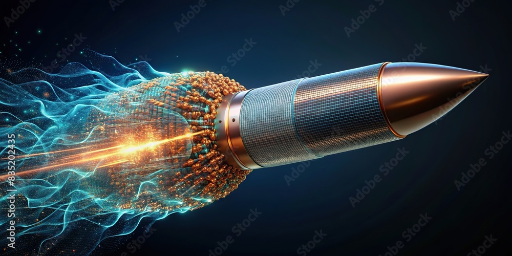 Flying bullet with abstract patterns created by generative technology ...