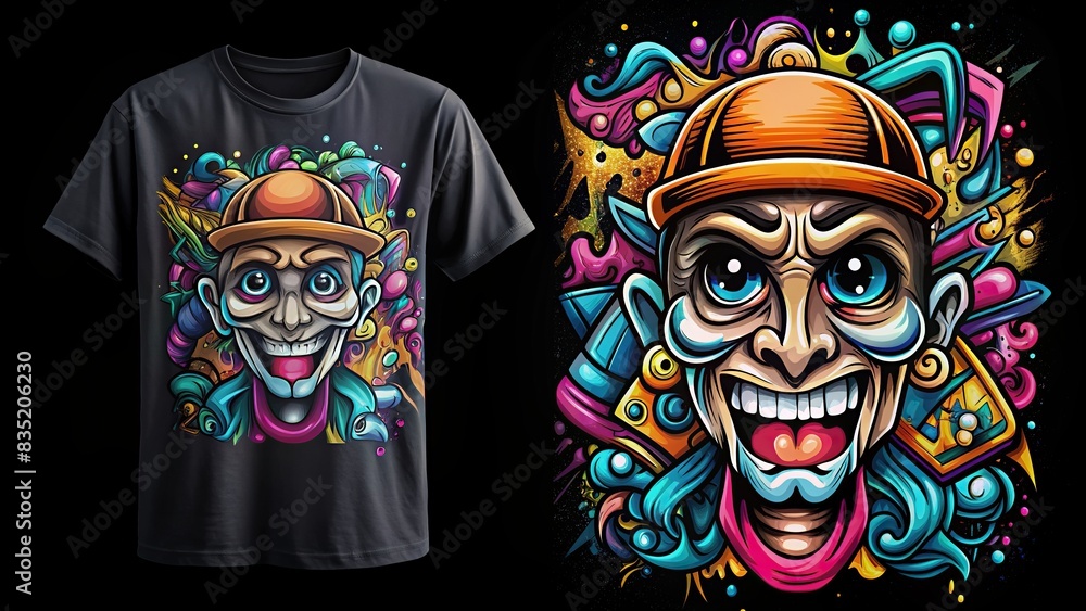 Exaggerated graffiti character design on black background for ...
