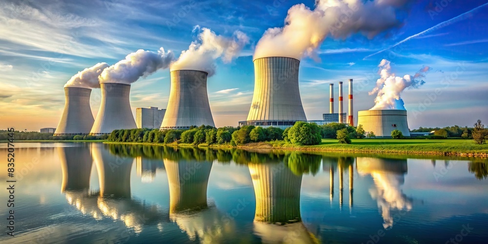 A modern nuclear power reactor producing clean energy for a green ...