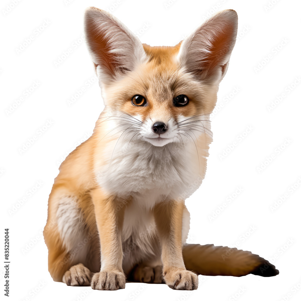 Fennek oder Wüstenfuchs mit großen Ohren, freigestellt vor ...