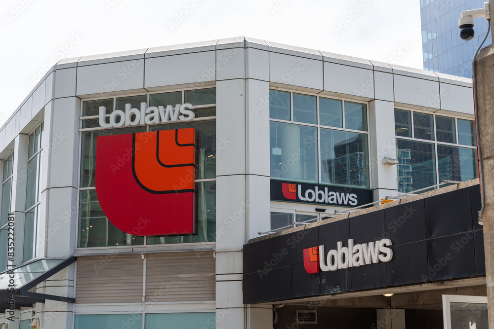 signage on the exterior of Loblaws supermarket chain located here at 10 ...
