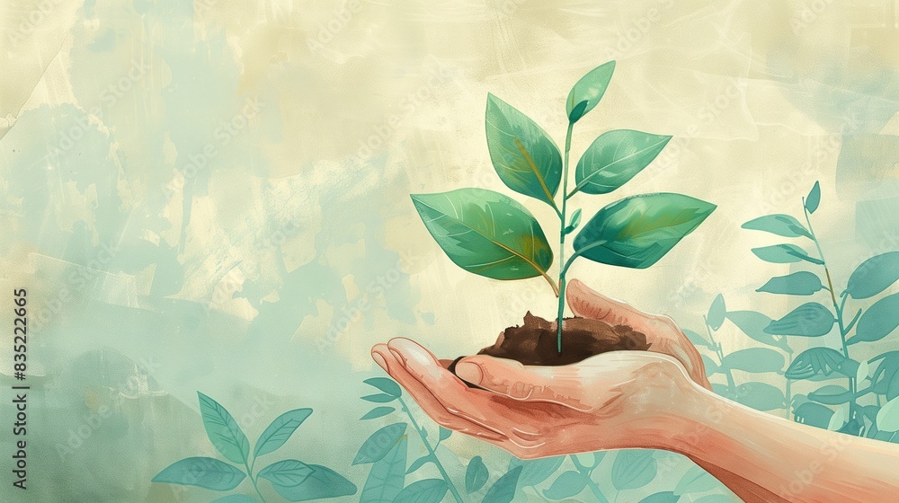 Nurturing Growth: Hands Holding Young Plant with Green Leaves ...