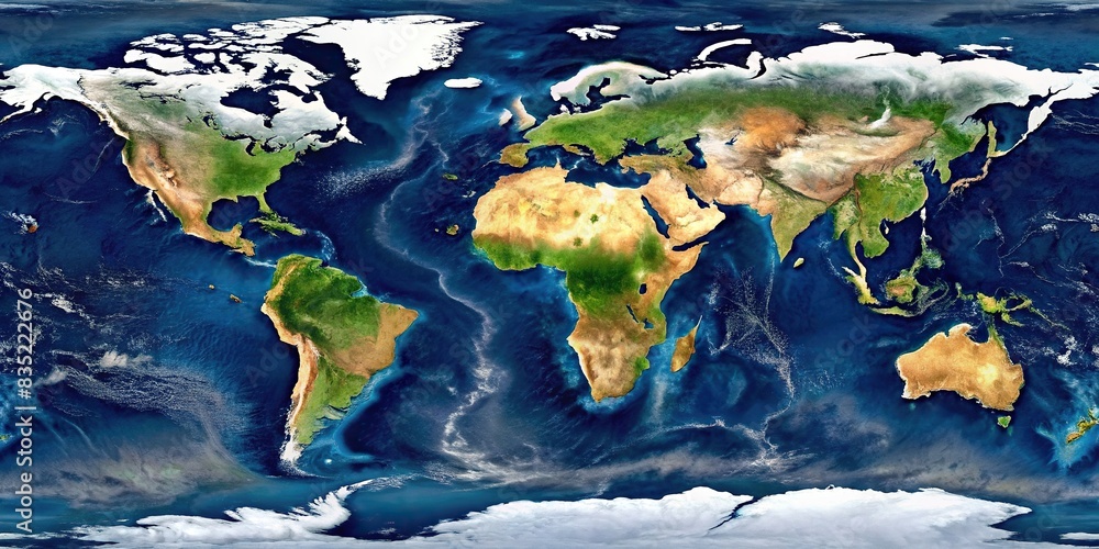 Detailed earth view physical map overlay on satellite image reveals ...