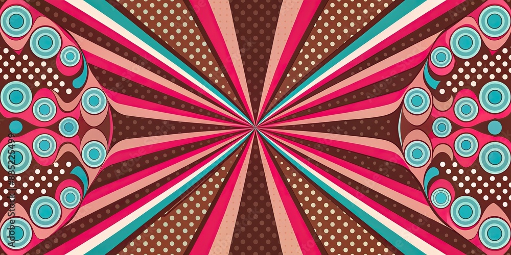 Retro groovy background design with strawberry pink, neon blue, and ...