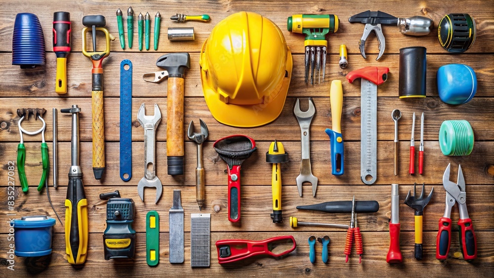 of various tools representing different professions together ...