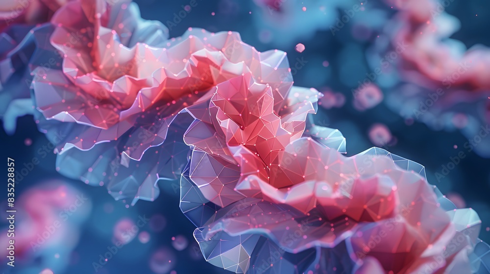 Low Poly Art of Intestines of a Camellia nutrient transportation and ...