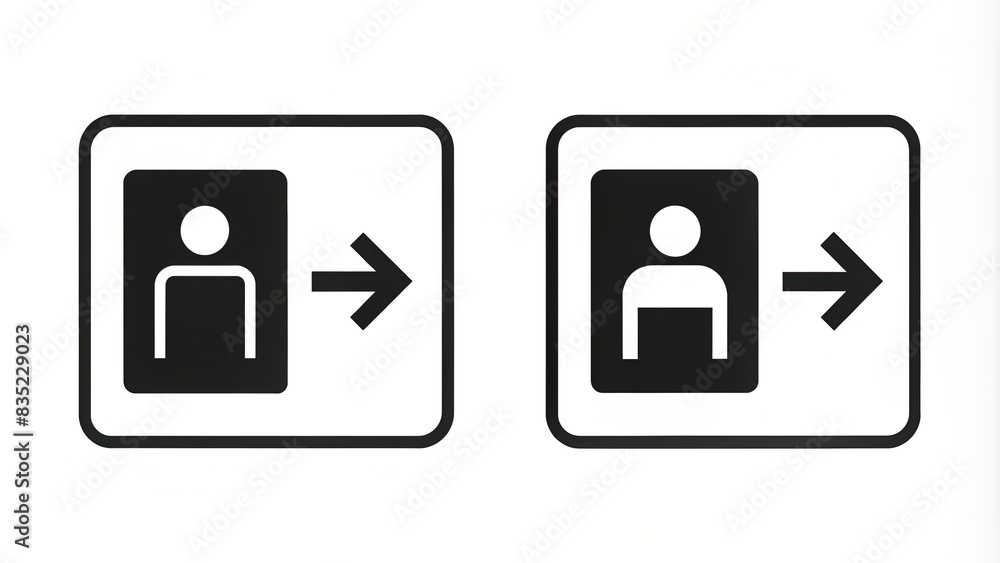 set of simple black exit and sign in icons, perfect for account login ...