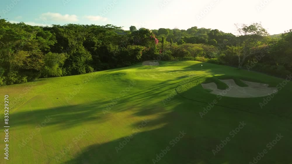 Background video of an aerial view of a country golf club with green ...