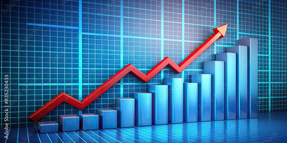 Growing graph set with arrow symbolizing business chart, profit growth ...