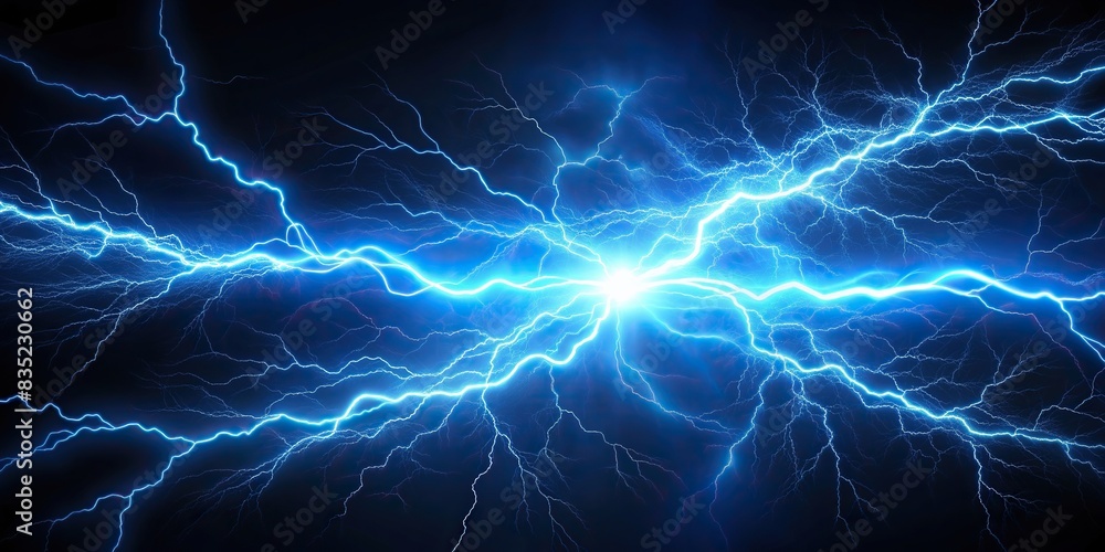 Abstract blue lightning striking on a dark background, abstract, blue ...