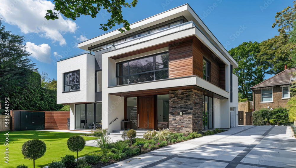 Two-story villa, a two story white European style luxury house design ...