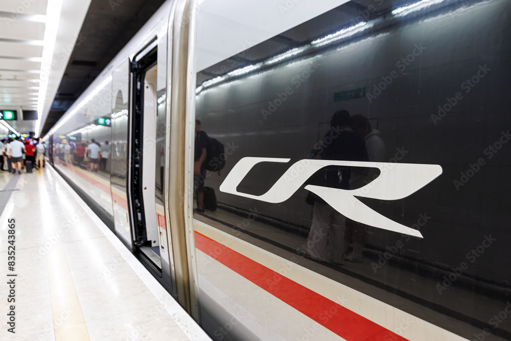 Logo of China Railway CR on a high-speed train type CR400AF Fuxing in ...