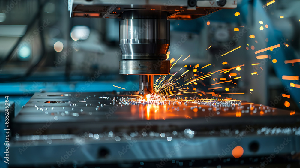 High-tech workflow Automation Scene in a metal shop Featuring a Robotic ...