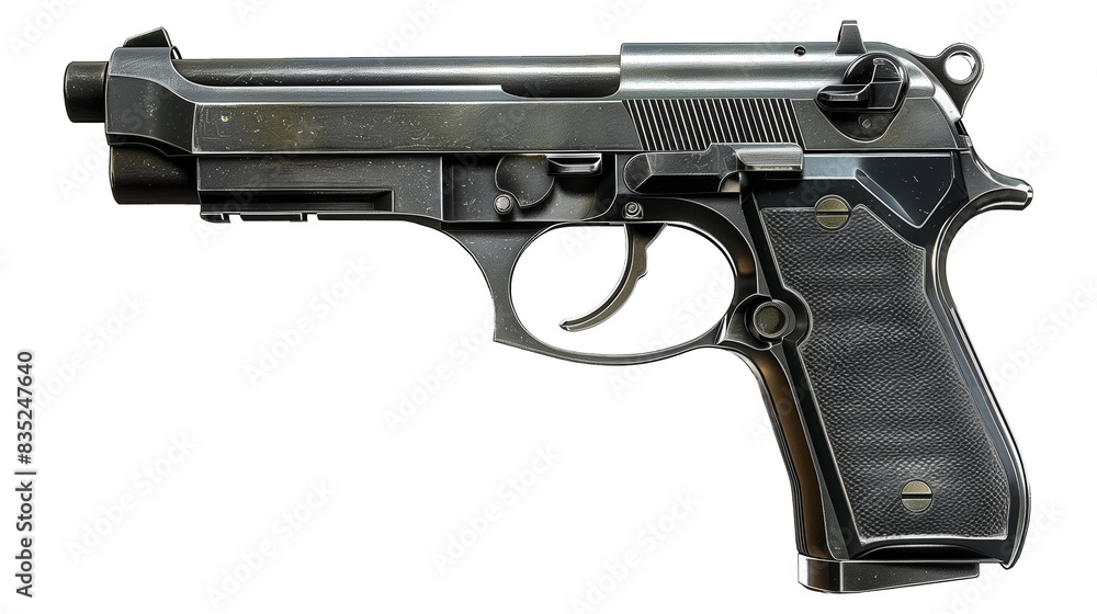 Semi-automatic beretta 92FS handgun 2D Game Art isolated on transparent ...