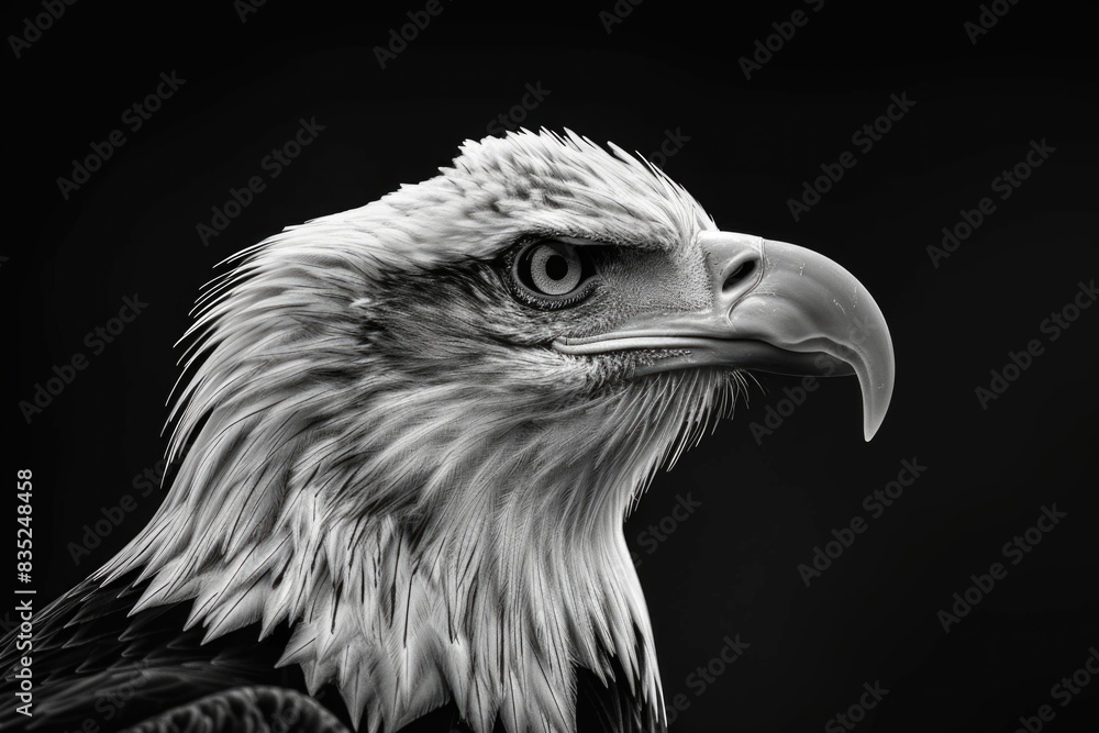 A majestic eagle posing against a neutral background, captured in black ...