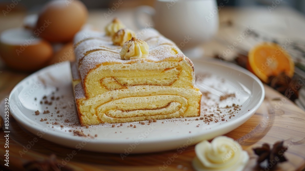 Classic German dessert made with layers of sponge cake and cream ...