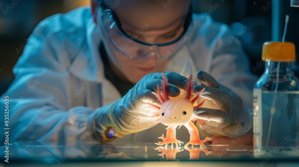 Scientist examining and analyzing the DNA of a rare and enigmatic ...