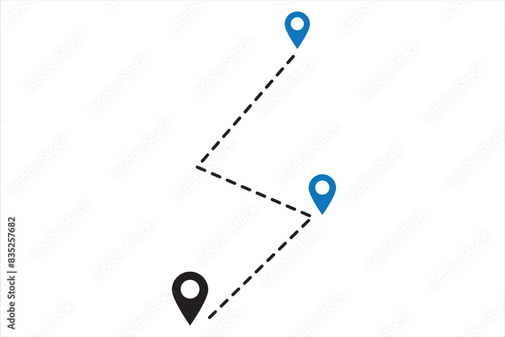 Map route icon. Gps path symbol. Travel signs. Roadmap symbols ...