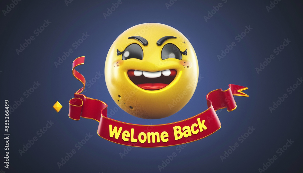 An intense navy background that enhances the 3D luxury yellow emoji's ...