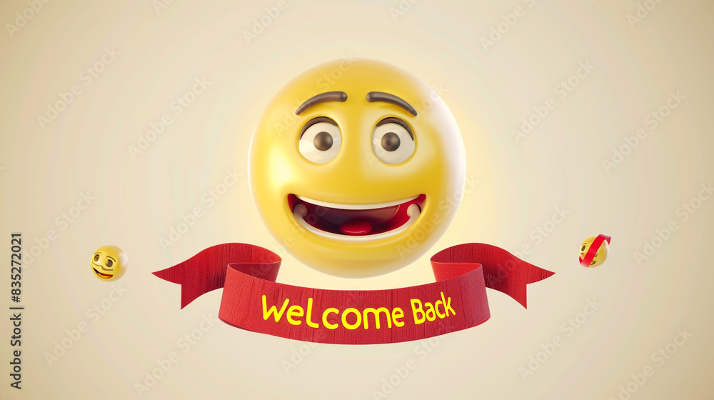 A rich cream background that enhances the 3D luxury yellow emoji's ...