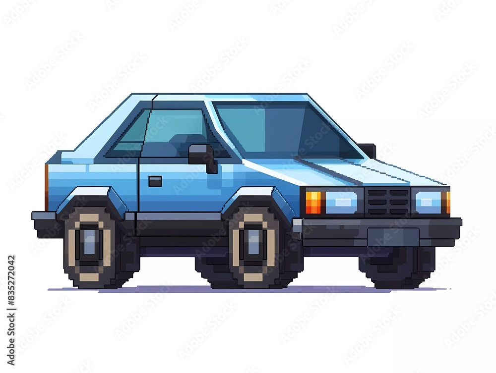8-bit pixel car, pixel art vector illustration. isolated on white ...