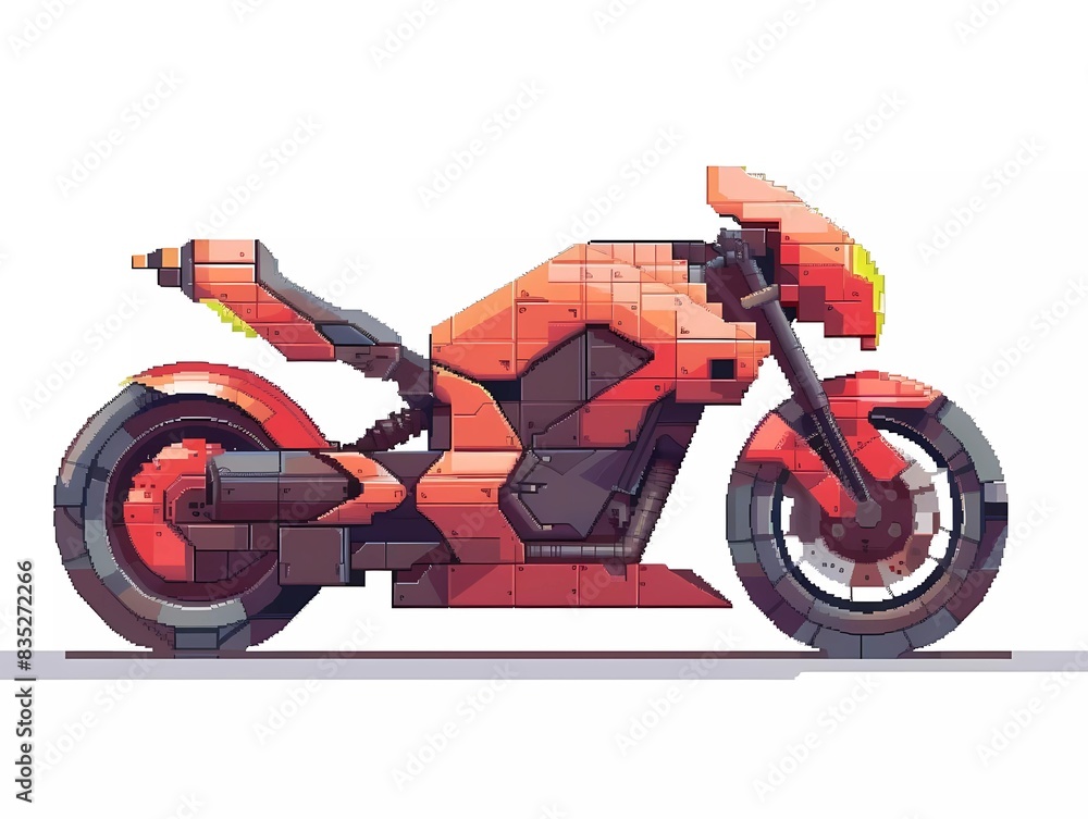 8-bit pixel motorbike, pixel art vector illustration. isolated on white ...