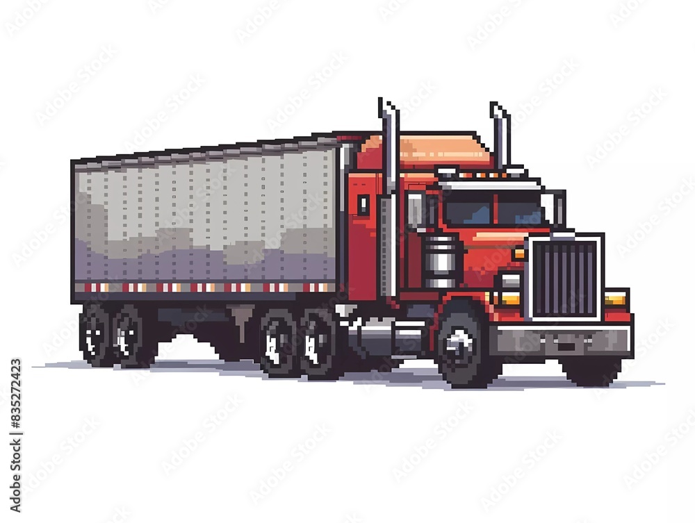8-bit pixel truck, pixel art vector illustration. isolated on white ...