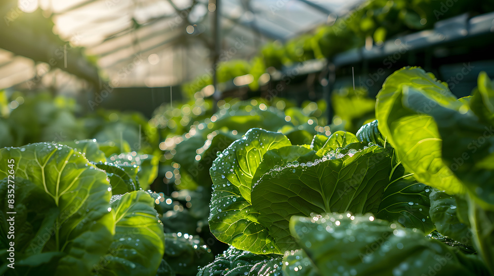 Vertical farm facility, showcasing rows of leafy greens and herbs ...