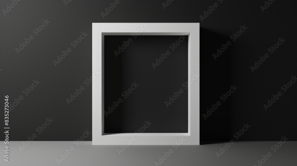High contrast black and white, a white matte luma box frame shape with ...
