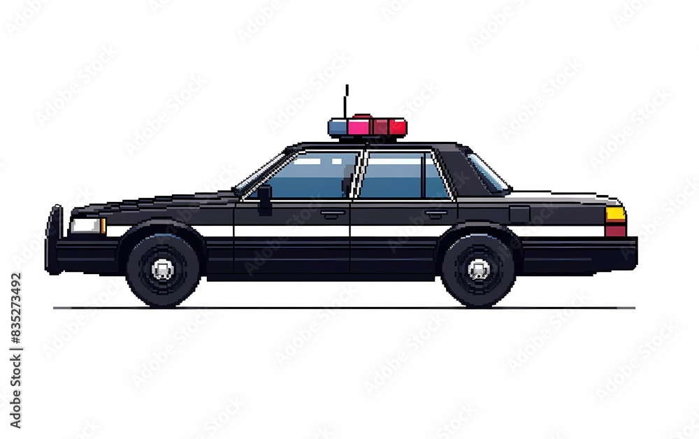 8-bit pixel police car, pixel art vector illustration. isolated on ...